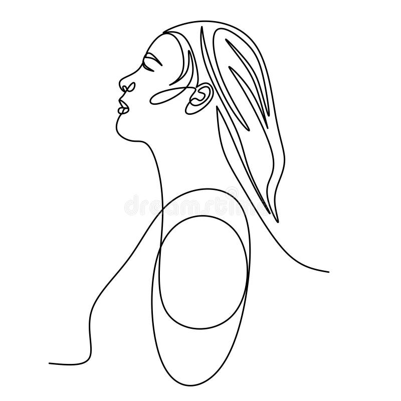 Continuous Line Drawing Women. One Line Art Women Face. Minimalist Art ...