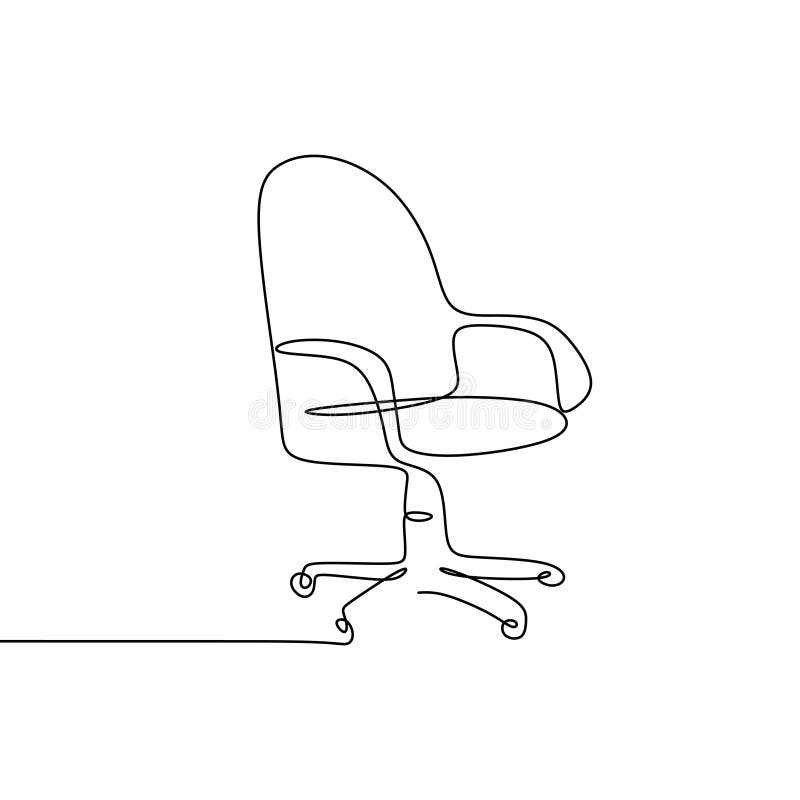 Continuous Line Drawing of the Work Chair Stock Vector - Illustration ...