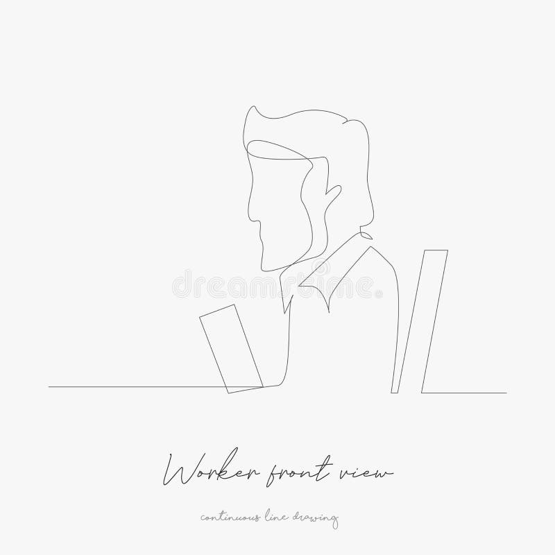 Continuous Line Drawing. Worker Front View. Simple Vector Illustration ...