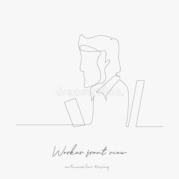 Continuous Line Drawing. Worker Front View. Simple Vector Illustration ...