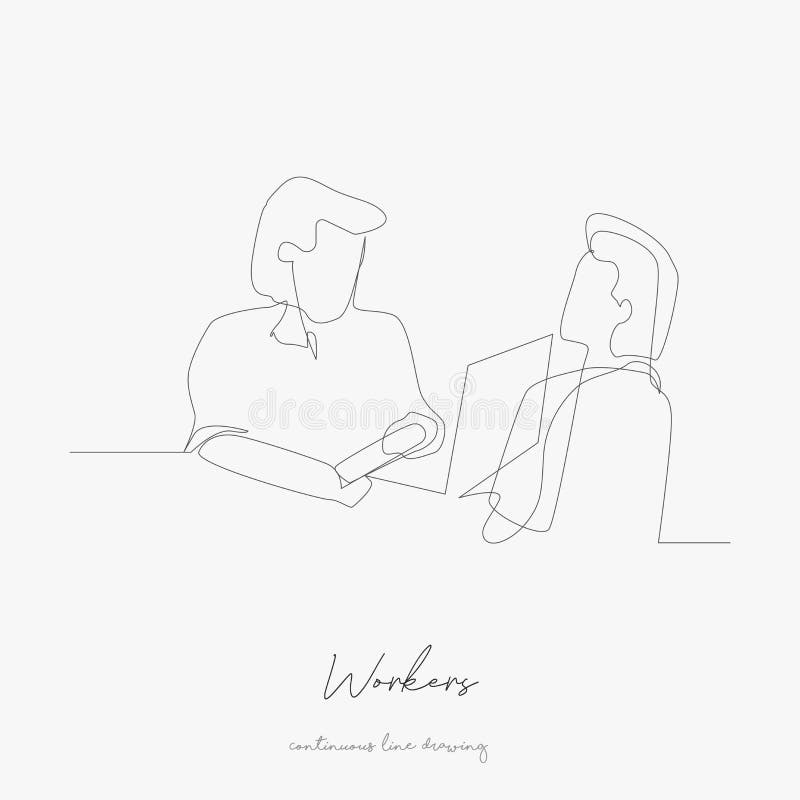 Continuous Line Drawing. Workers. Simple Vector Illustration. Workers ...