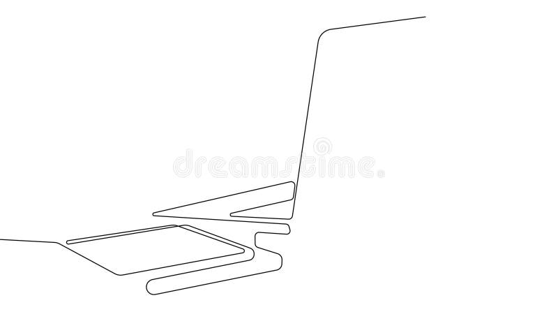 Continuous Line Drawing of a Workspace Stock Video - Video of laptop ...