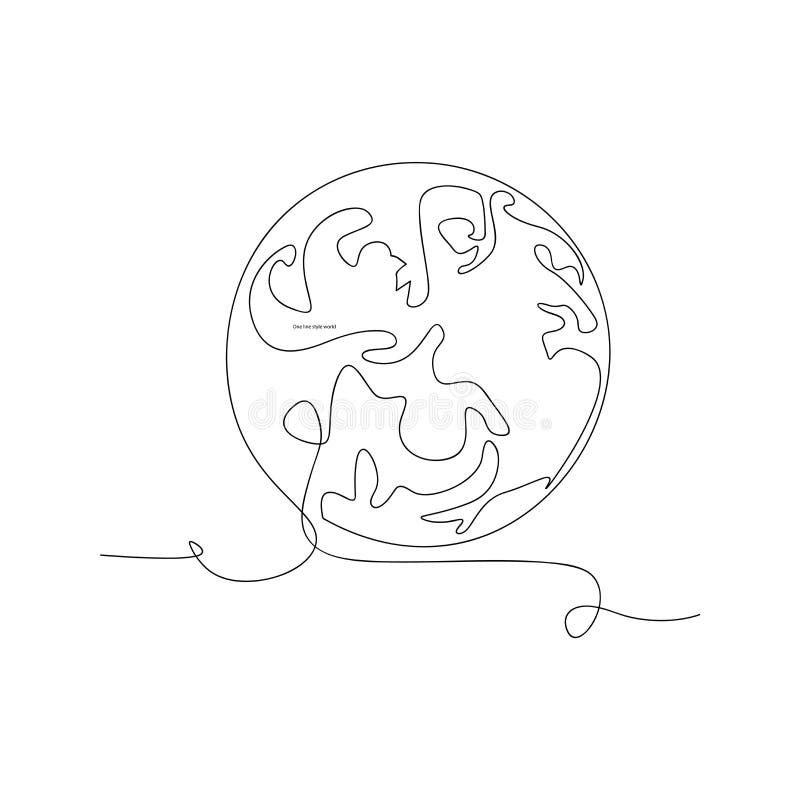 Continuous Line Drawing Of World. Isolated Sketch Drawing Of World Line ...