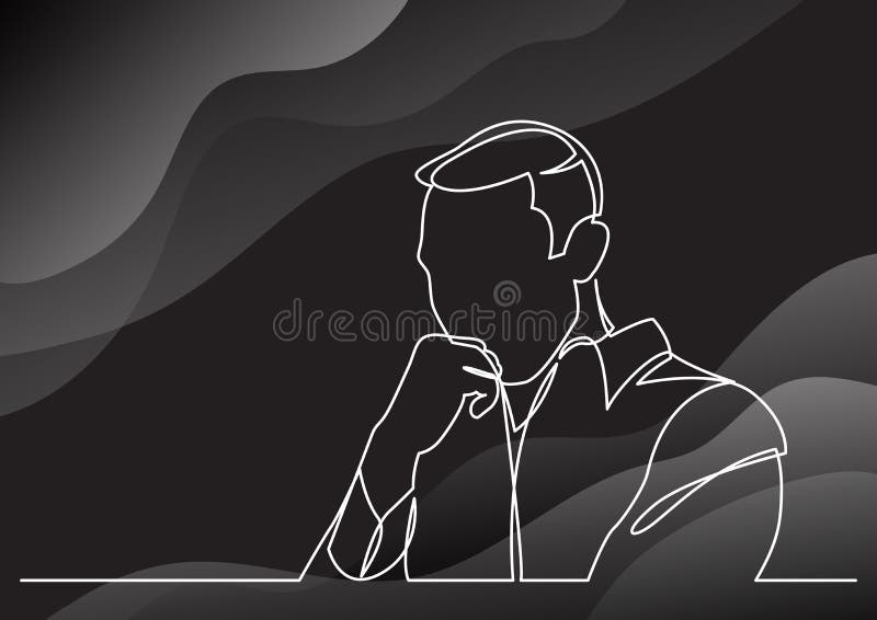 Continuous Line Drawing of Worried Man Stock Vector - Illustration of ...