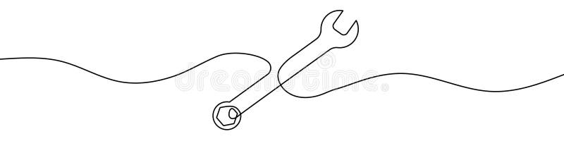 Continuous Line Drawing of Wrench. Single Line Drawing of a Wrench ...