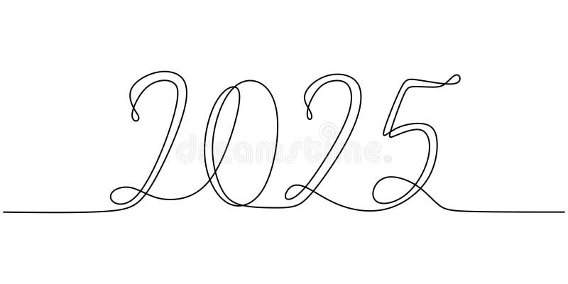 Continuous Line Drawing of the Year 2025. Highlighting New ...