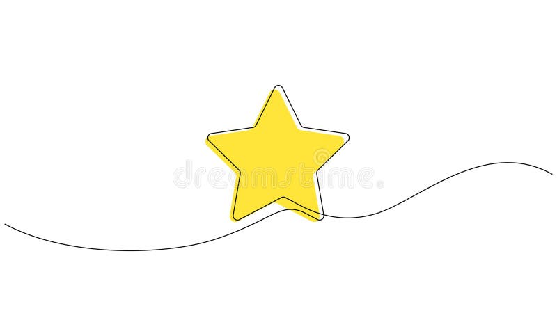 Continuous Line Drawing of Yellow Star. Single Line Vector Illustration ...