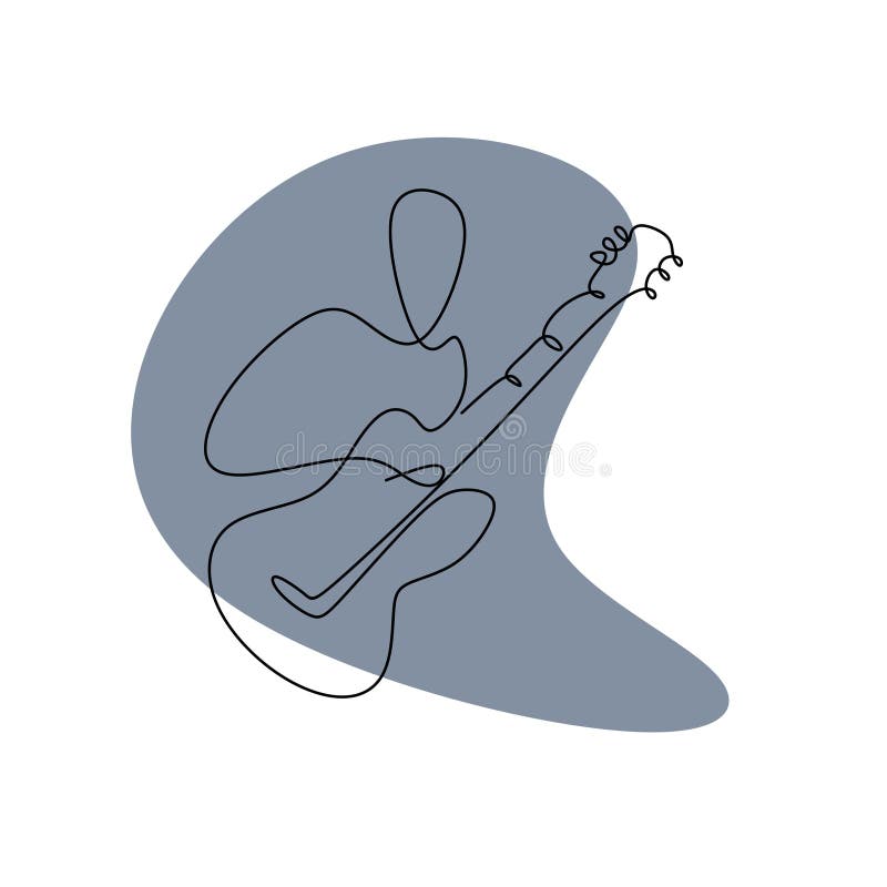 Continuous Line Drawings Playing the Guitar, with a Minimalist, Simple ...