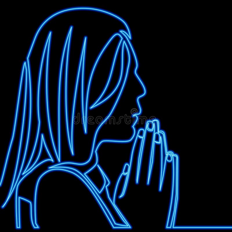 Continuous Line Drawn Hands Folded in Prayer Neon Stock Vector ...