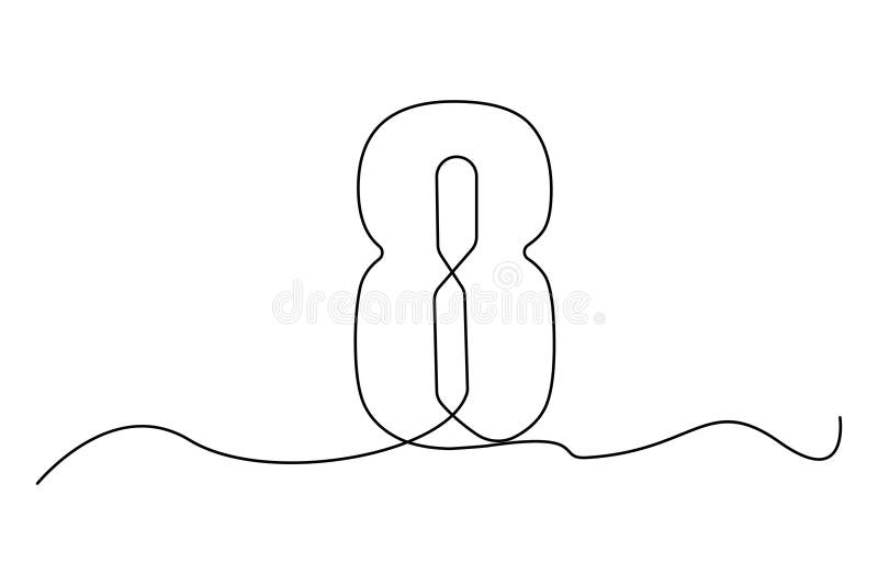 Continuous Line Eight. Minimalist Vector Number. Simple Outline Design ...
