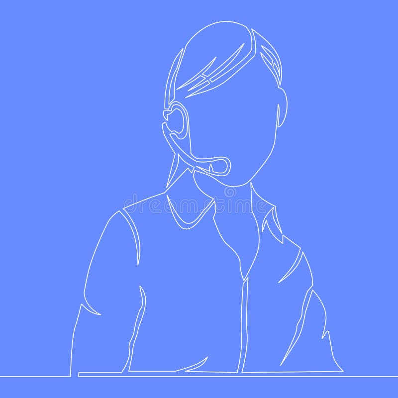 Continuous Line Female Customer Service Line Stock Vector ...