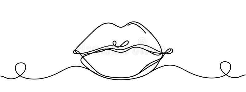 Continuous Line Female Lips, Vector Illustration Stock Vector ...