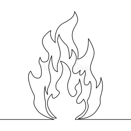 Continuous Line Fire One Line Drawing Vector Fire Stock Vector ...