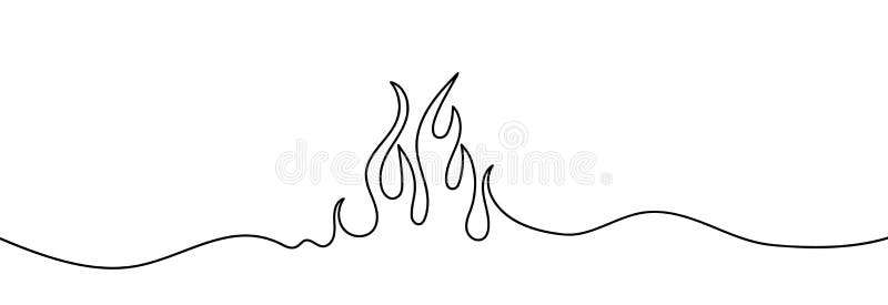 Continuous Line of Fire. One Line. Stock Illustration - Illustration of ...