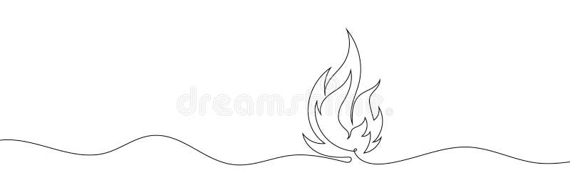 Continuous Line of Fire. One Line Stock Vector - Illustration of fire ...