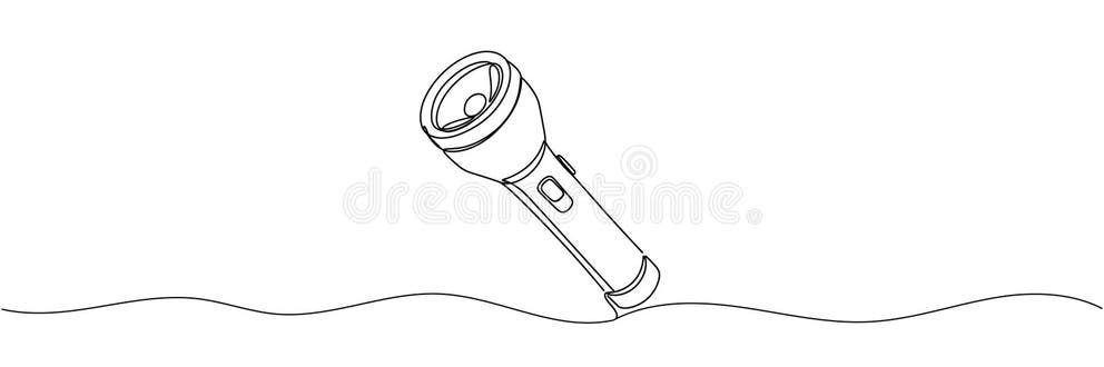 Continuous Line Flashlight.one Line Drawing of Lighting Tool.single ...
