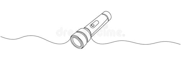 Continuous Line Flashlight.one Line Drawing of Lighting Tool.single ...