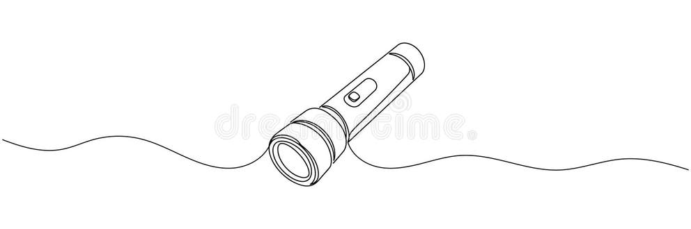 Continuous Line Flashlight.one Line Drawing of Lighting Tool.single ...