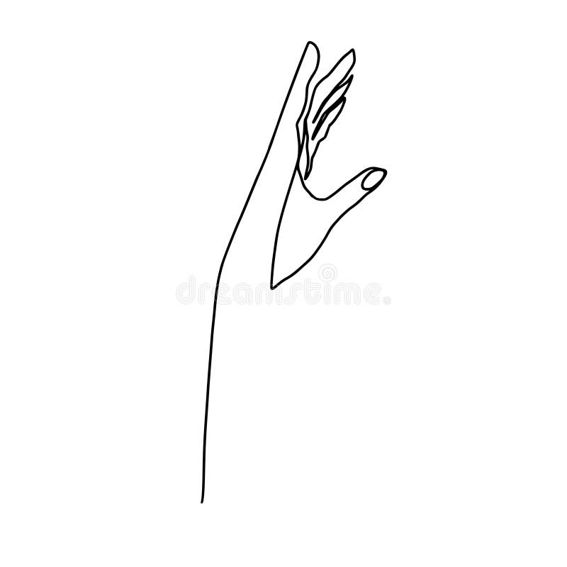 Abstract Hand One Line Drawing. Continuous Line Hand Isolated on White ...