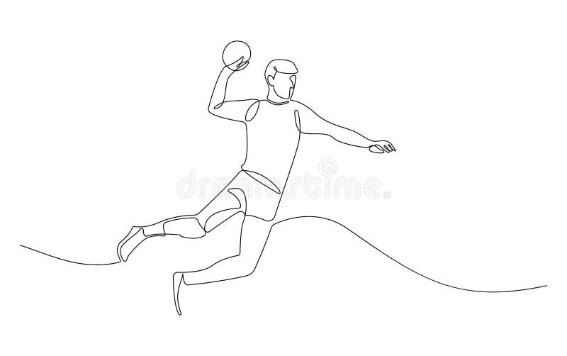 One Single Line Drawing Handball Stock Illustrations – 4 One Single ...