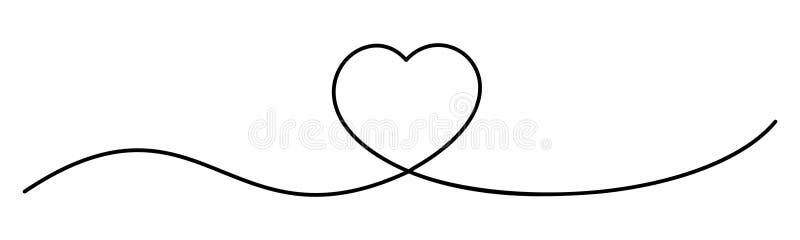 Continuous Line and Heart Shape, Love Romantic Decoration Stock Vector ...