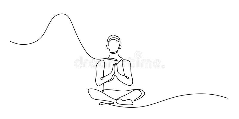 Continuous Line Illustration Finding Calm Work Person Meditating ...