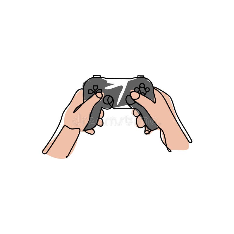 Continuous Line Illustration of Hand Playing Game in Simple and ...