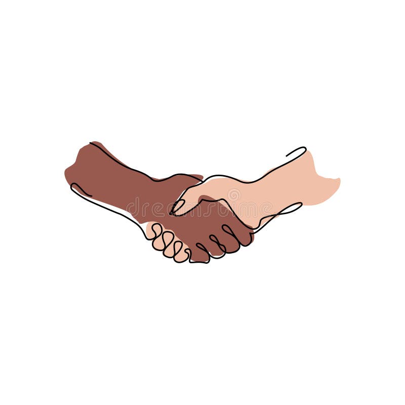 Continuous Line Illustration of Hands Shaking Hands in Simple and ...