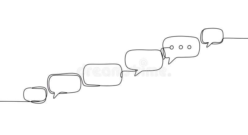 Continuous Line Illustration of Messages and Communication Icons Stock ...
