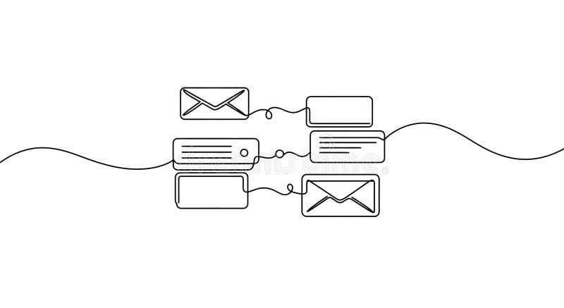 Continuous Line Illustration of Messages and Communication Icons Stock ...