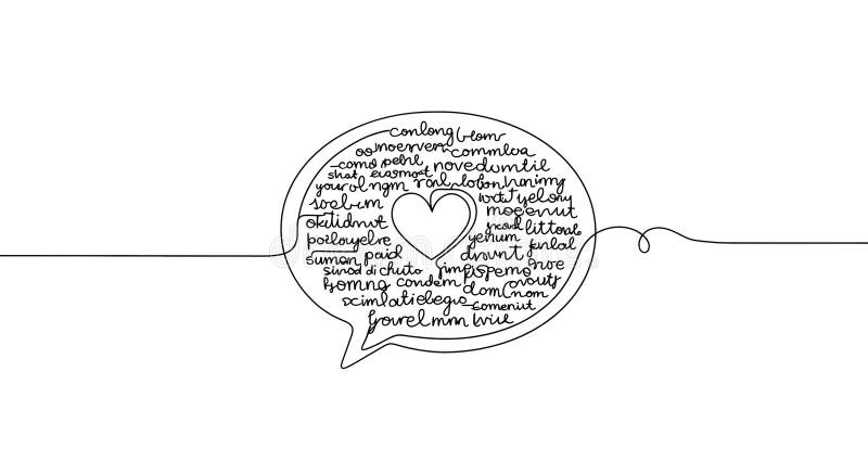 Continuous Line Illustration of Messages and Communication Icons Stock ...