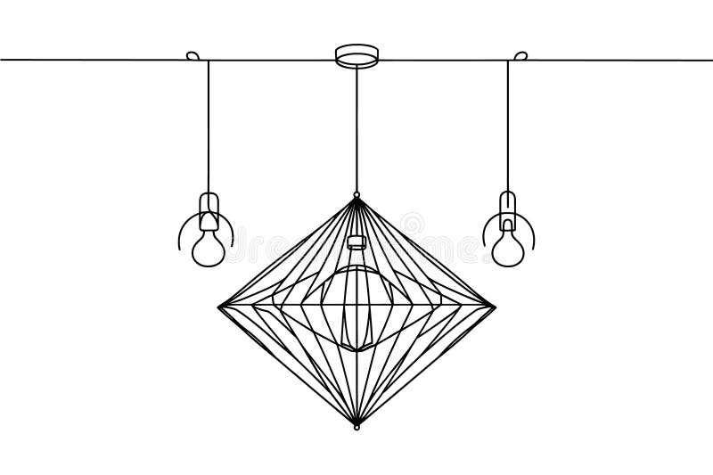 Continuous Line Lamps and Light Bulbs. One Line Drawing of Lampshades ...