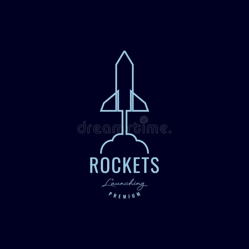 Continuous Line Launch Rocket Logo Design Stock Vector - Illustration ...