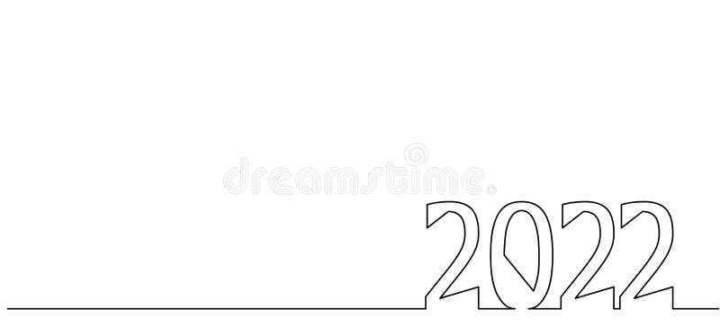 Continuous Line 2022 Lettering. Single Path Drawing Stock Vector ...