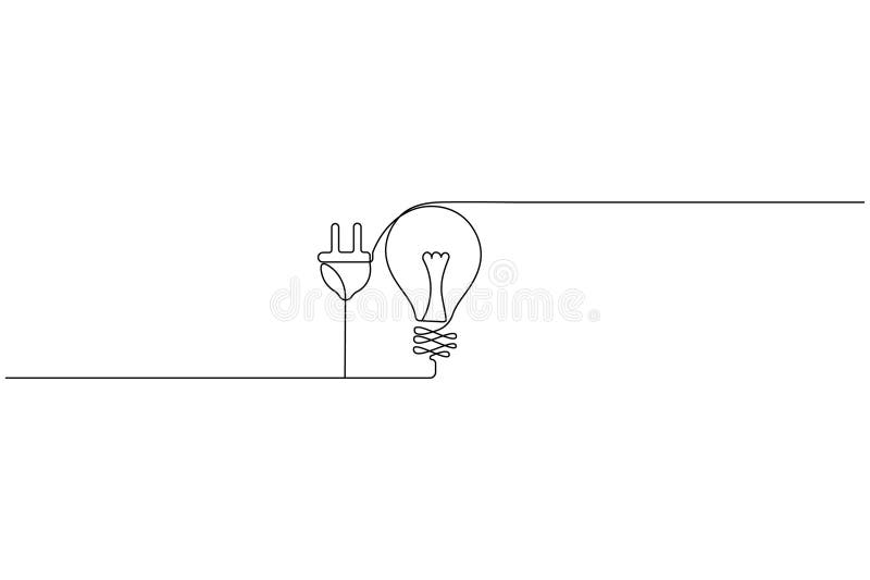 Continuous Line Light Bulb One Line Drawing Minimalist Style Isolate ...