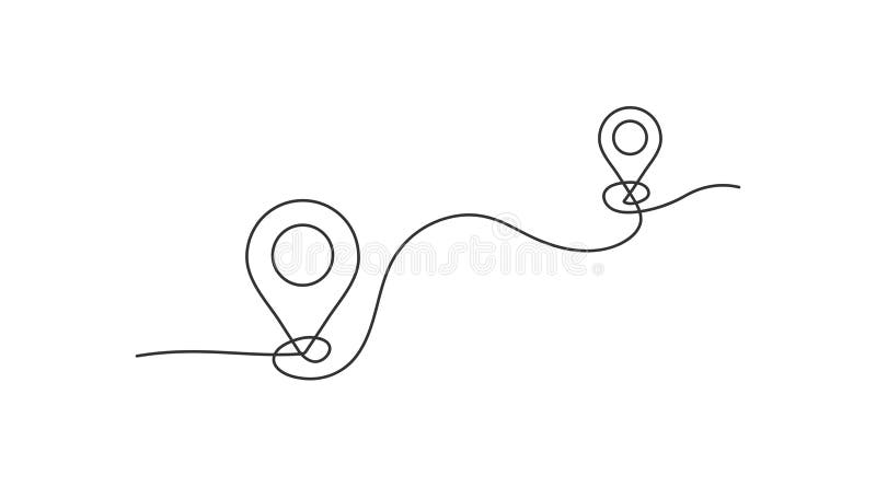 Continuous Line Location Markers Icon. Pin between Two Points in One ...