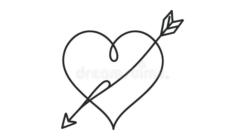 Continuous Line of Love and Arrows.single Line Vector Expressing Love ...