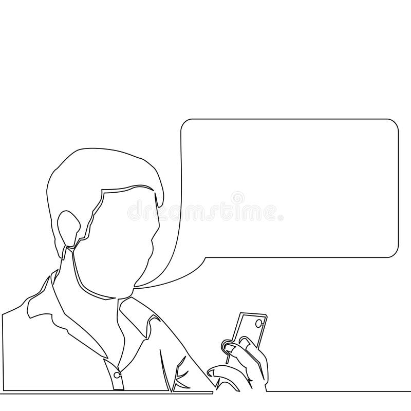 Continuous Line Man Chatting on the Smartphone Stock Vector ...