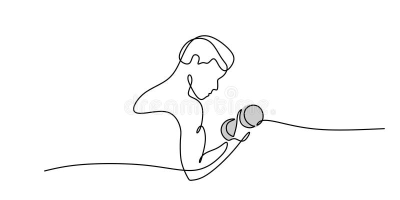Continuous Line Man Lifting Dumbbell. Gym Workout Activity Minimalist ...