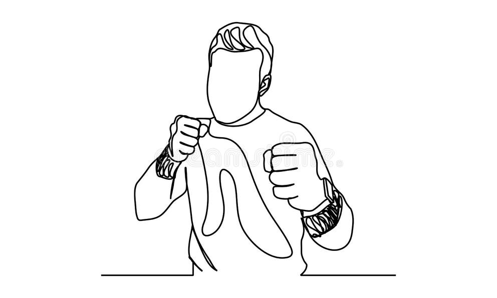 Continuous Line Man Rejoicing in Victory Stock Vector - Illustration of ...