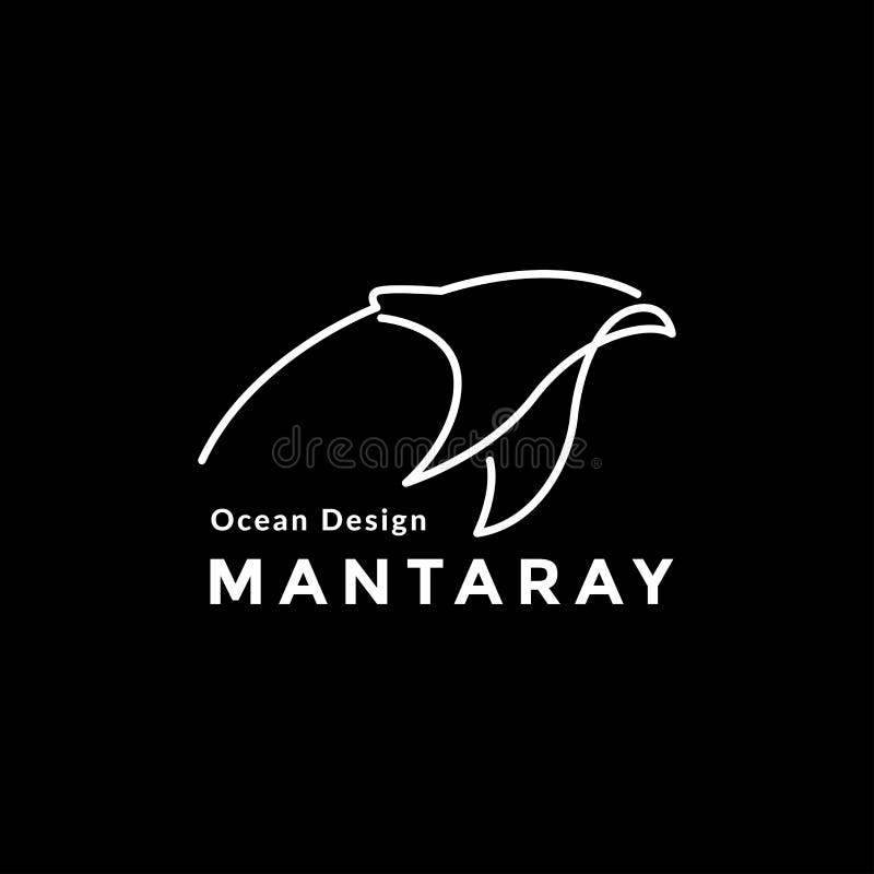 Continuous Line Manta Ray Logo Design Stock Vector - Illustration of ...