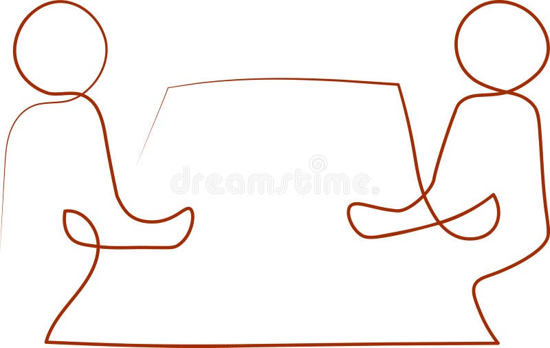 Continuous Line Minimalistic Icon with Job Interview between Candidate ...