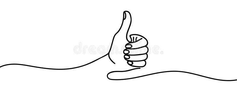 Continuous Line One Line Hand Thumbs Up Stock Vector - Illustration of ...