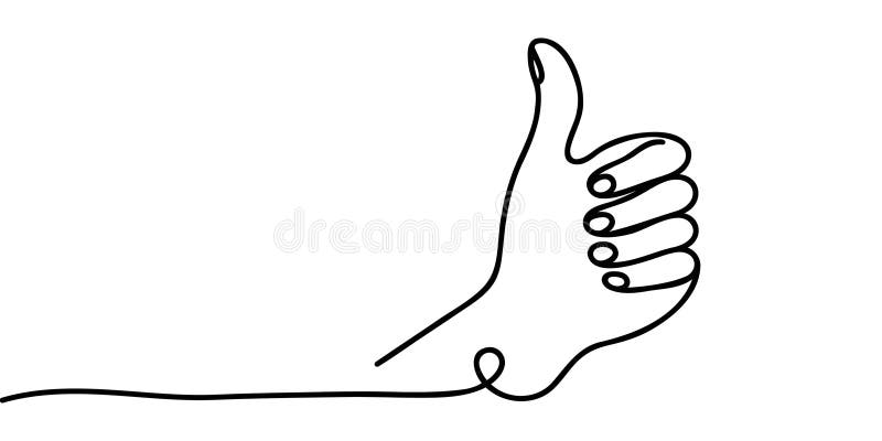 Continuous Line One Line Hand Thumbs Up Stock Vector - Illustration of ...