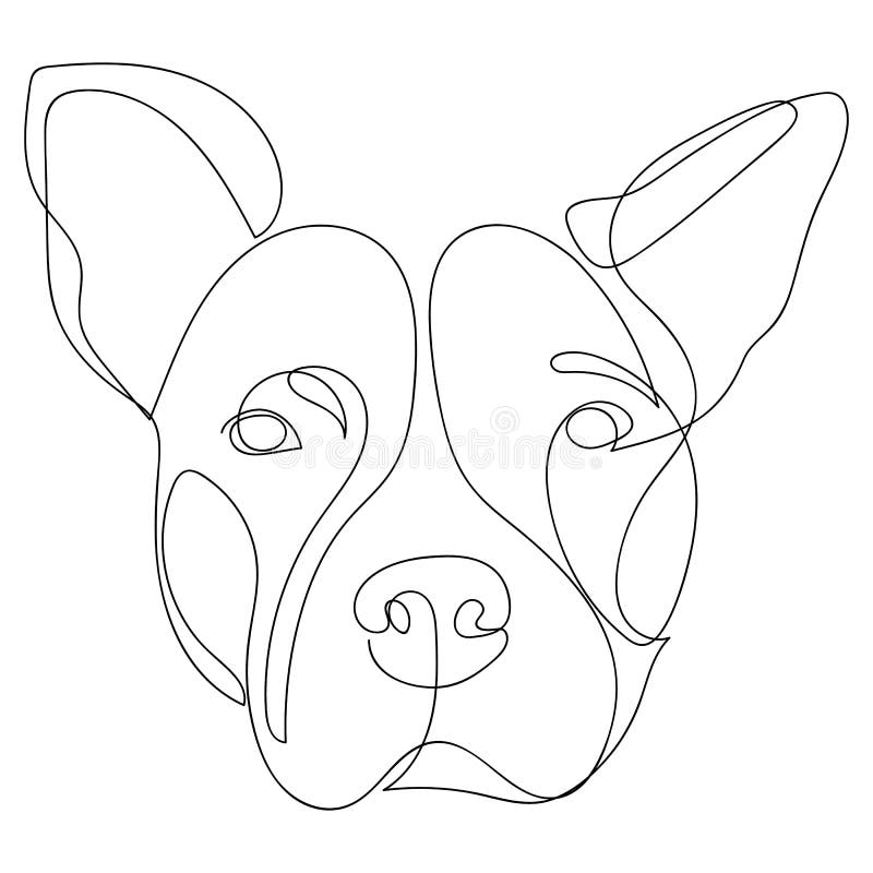Continuous Line Pit Bull. Single Line Minimal Style Pitbull Dog Vector ...
