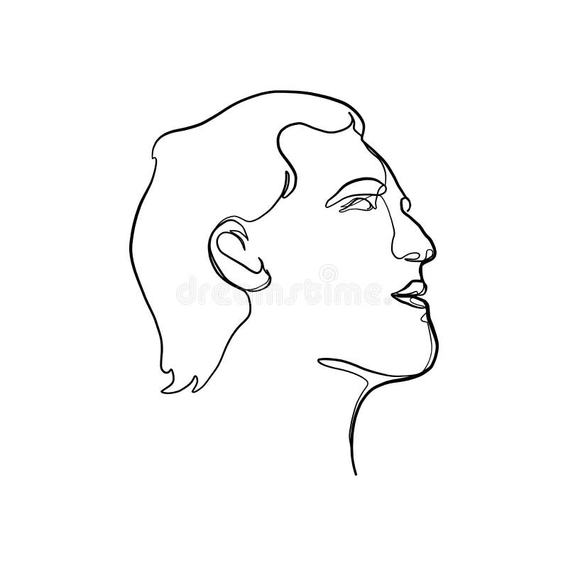Continuous One Line Portrait Man. Stock Vector - Illustration of ...
