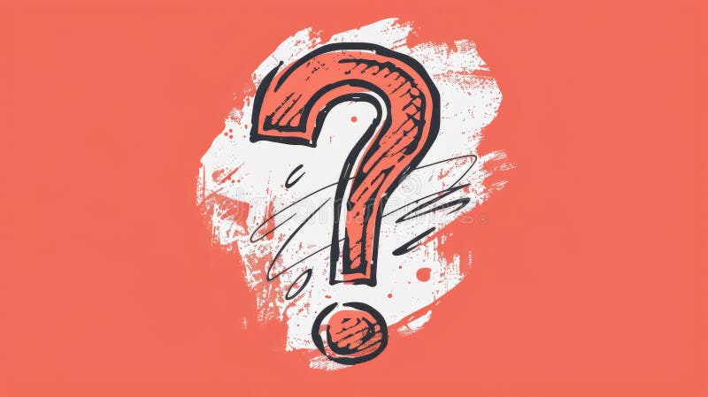 Continuous Line Question Mark Icon Art on Vibrant Coral Background ...