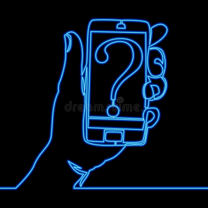 Continuous Line Question Mark Mobile Phone Neon Stock Vector ...