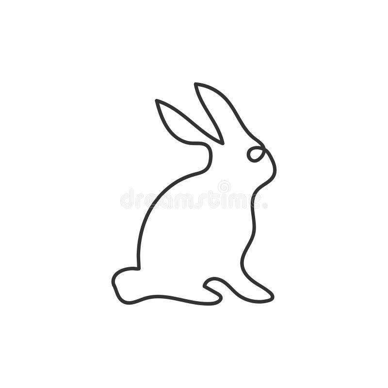 Continuous Line Rabbit Icon. Simple Silhoulette Bunny Symbol. Sign Hare ...