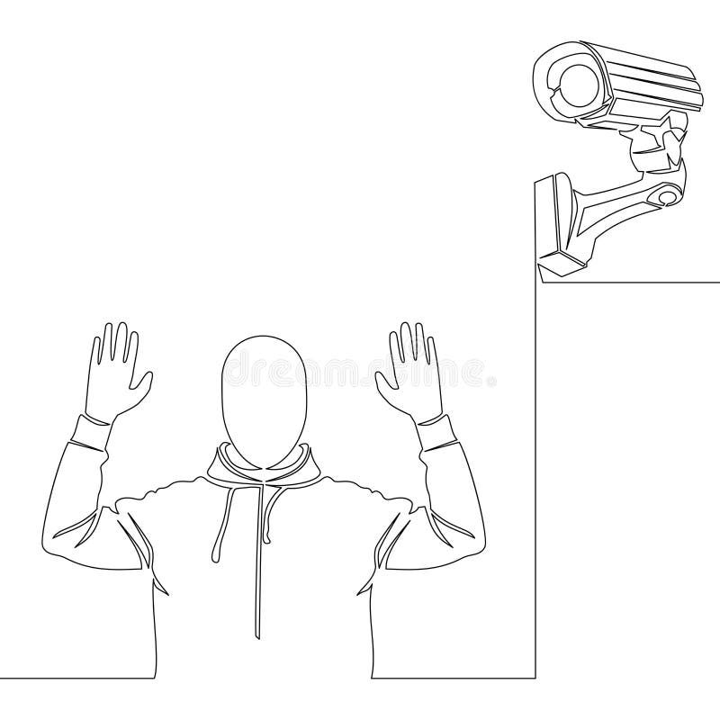 Continuous Line Security Camera and Thief Concept Stock Vector ...